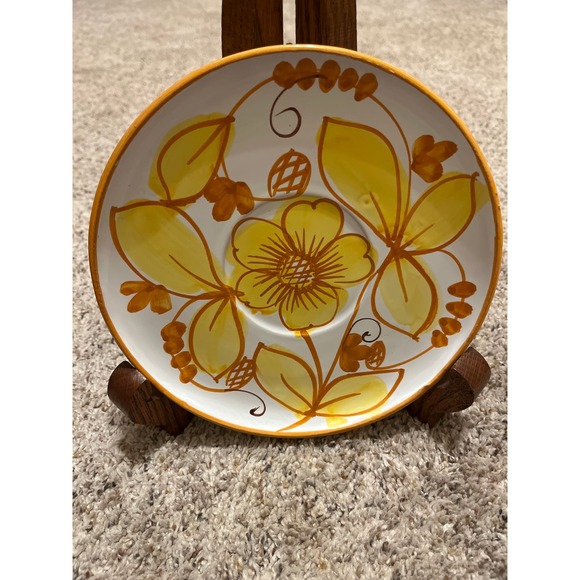 Unbranded | Dining | Vintage Italian Yellow Floral Flower Plate Orange ...
